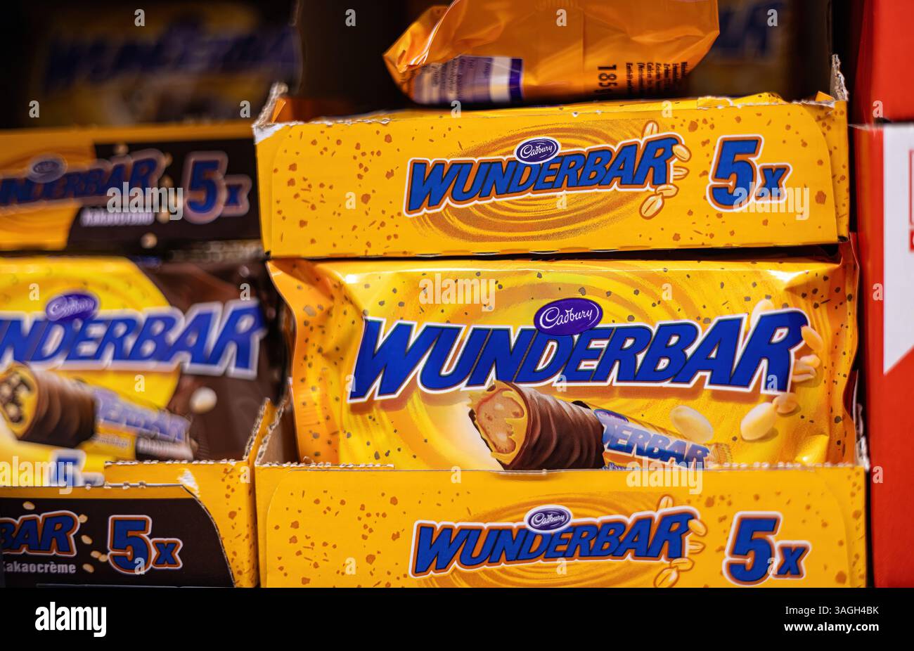 A display of Cadbury WUNDERBAR chocolate bars, showcasing the ...