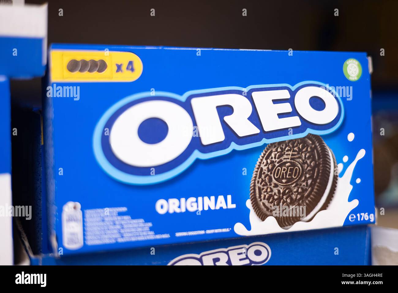 A classic box of Original Oreo cookies, showcasing the iconic branding ...