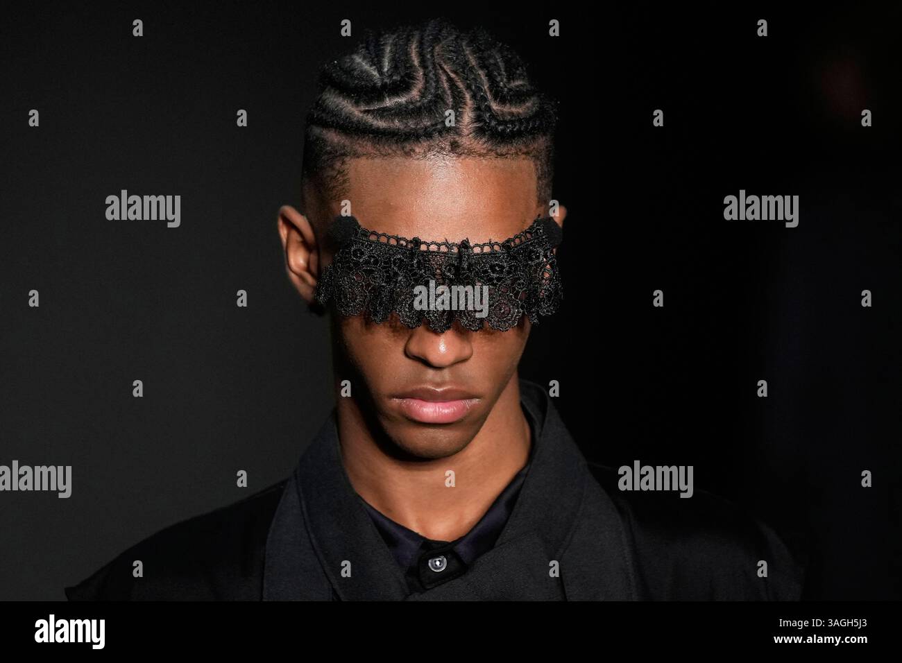 A model wears a creation from the Leandro Castro collection at Sao ...