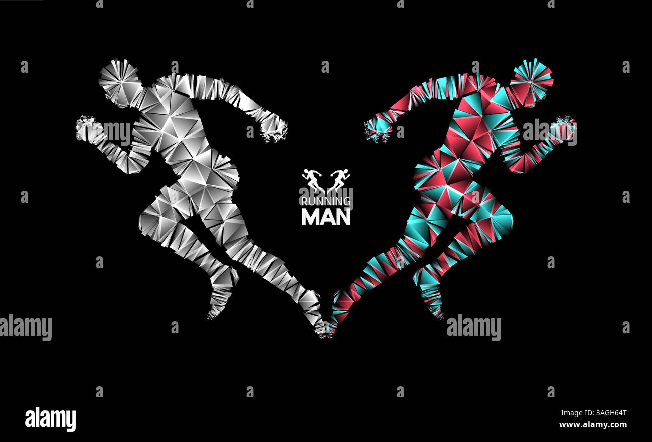 3d running man. Design for sport, business, science and technology. Vector illustration. Human ...