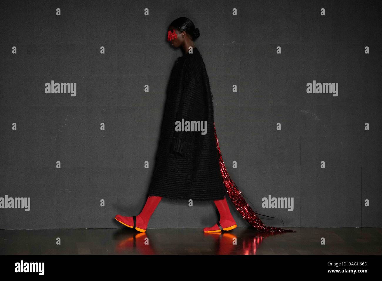 A model wears a creation from the Leandro Castro collection at Sao ...