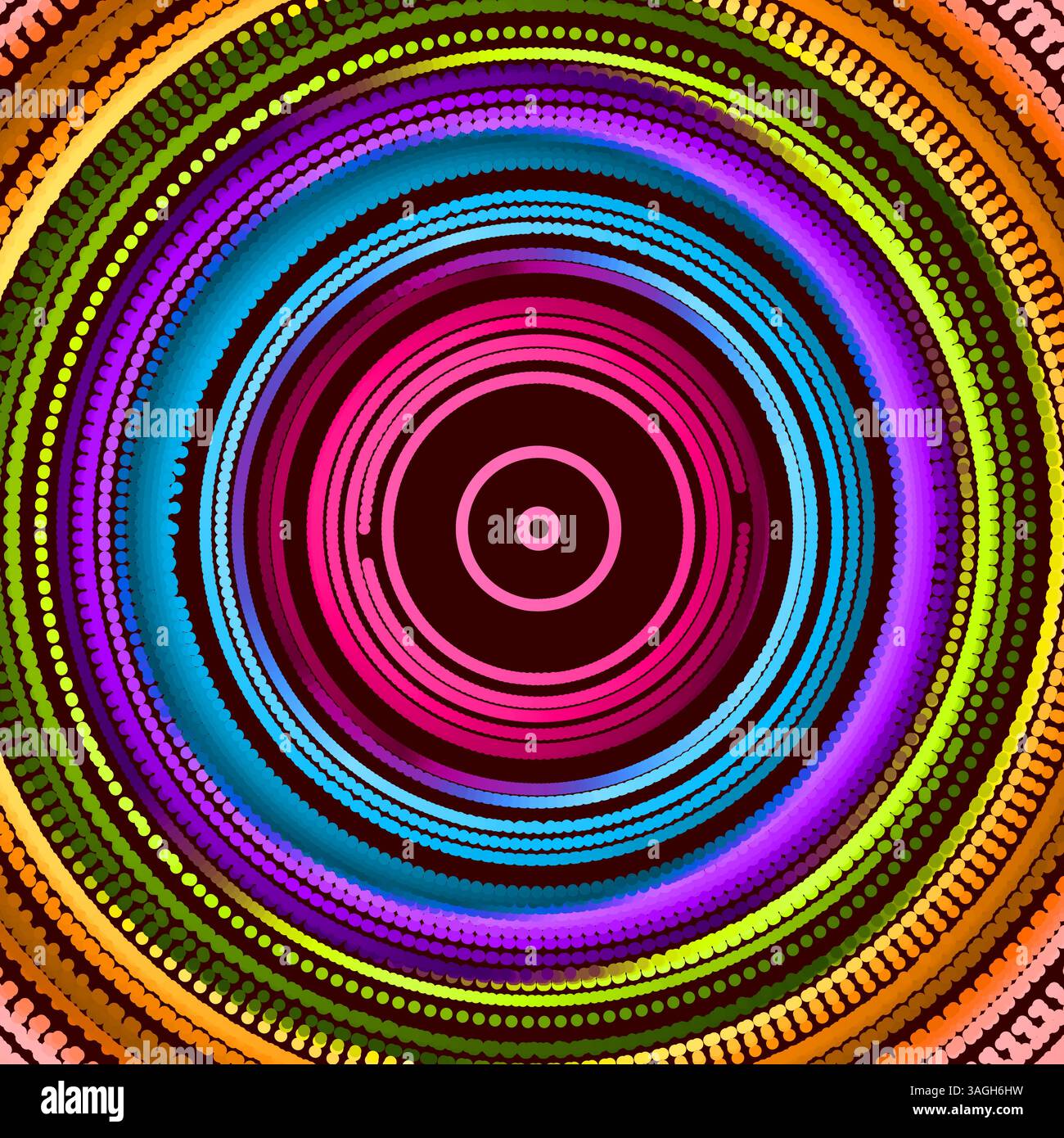 Array with dynamic particles of small particles in circle. Modern ...
