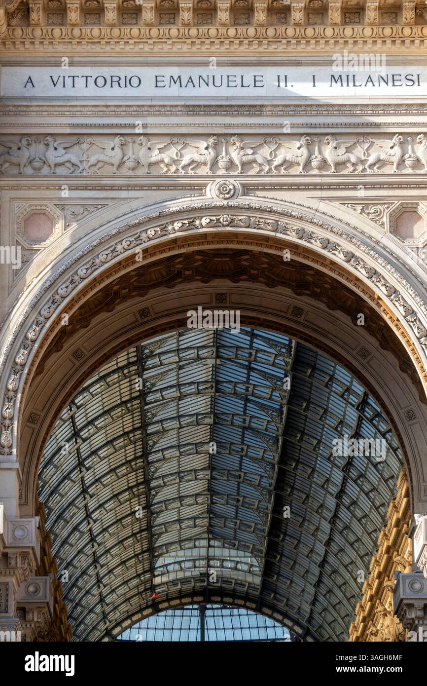 Milan, Italy - April 3, 2025: The entrance of the famous Galleria ...