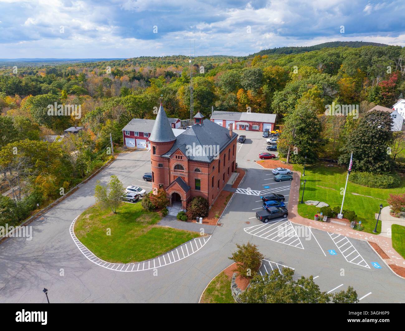 Princeton Town Hall aerial view in historic town center of Princeton ...