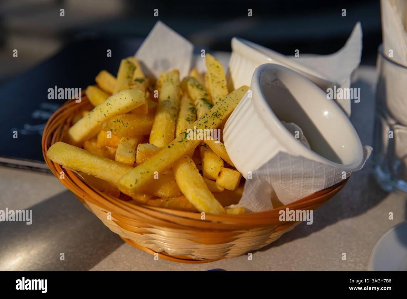 Basket of Fries to share as a snack Stock Photo - Alamy
