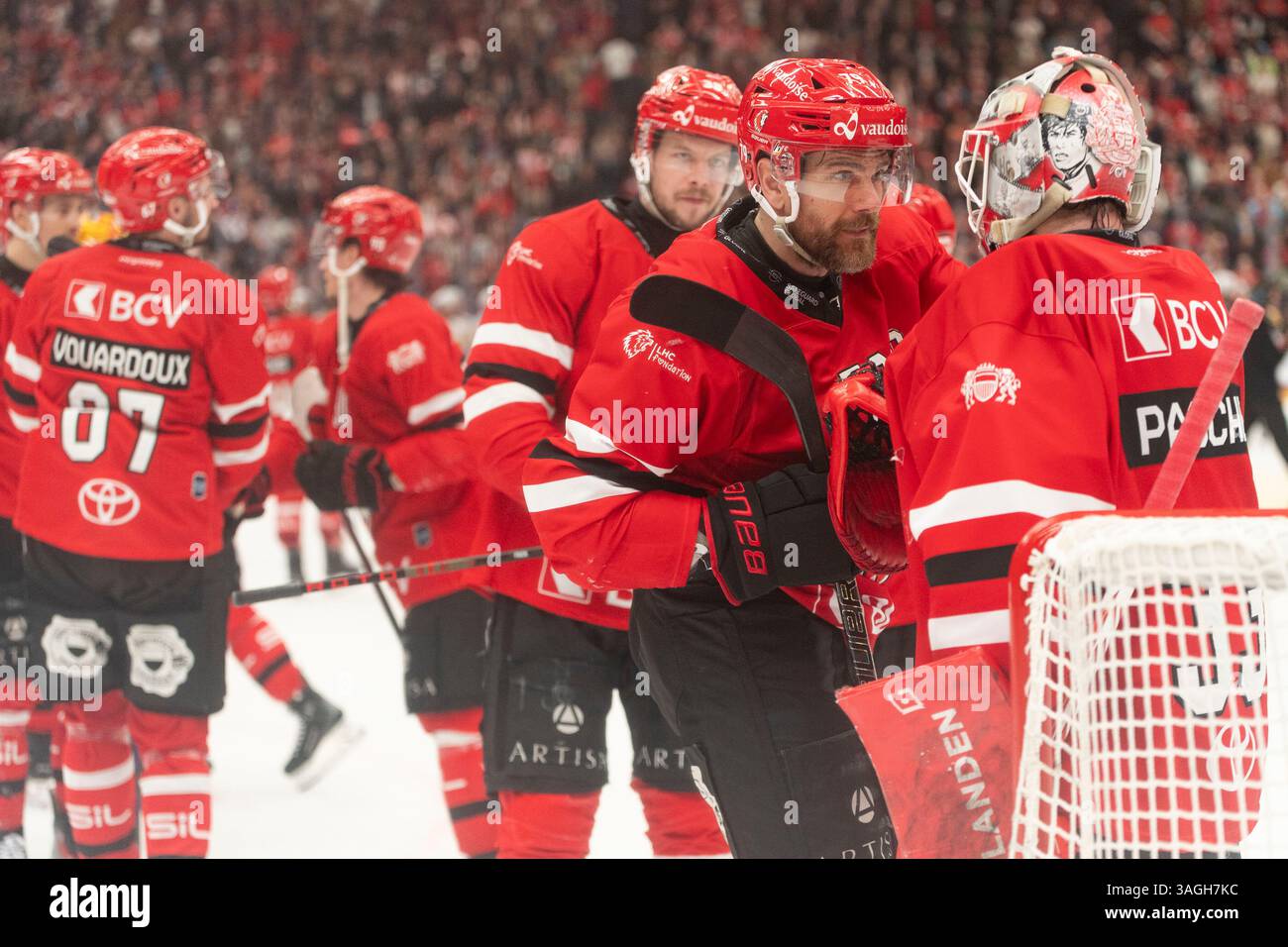 Lausanne Switzerland, 04 08 2025: Joel Genazzi (defense) of Lausanne HC ...
