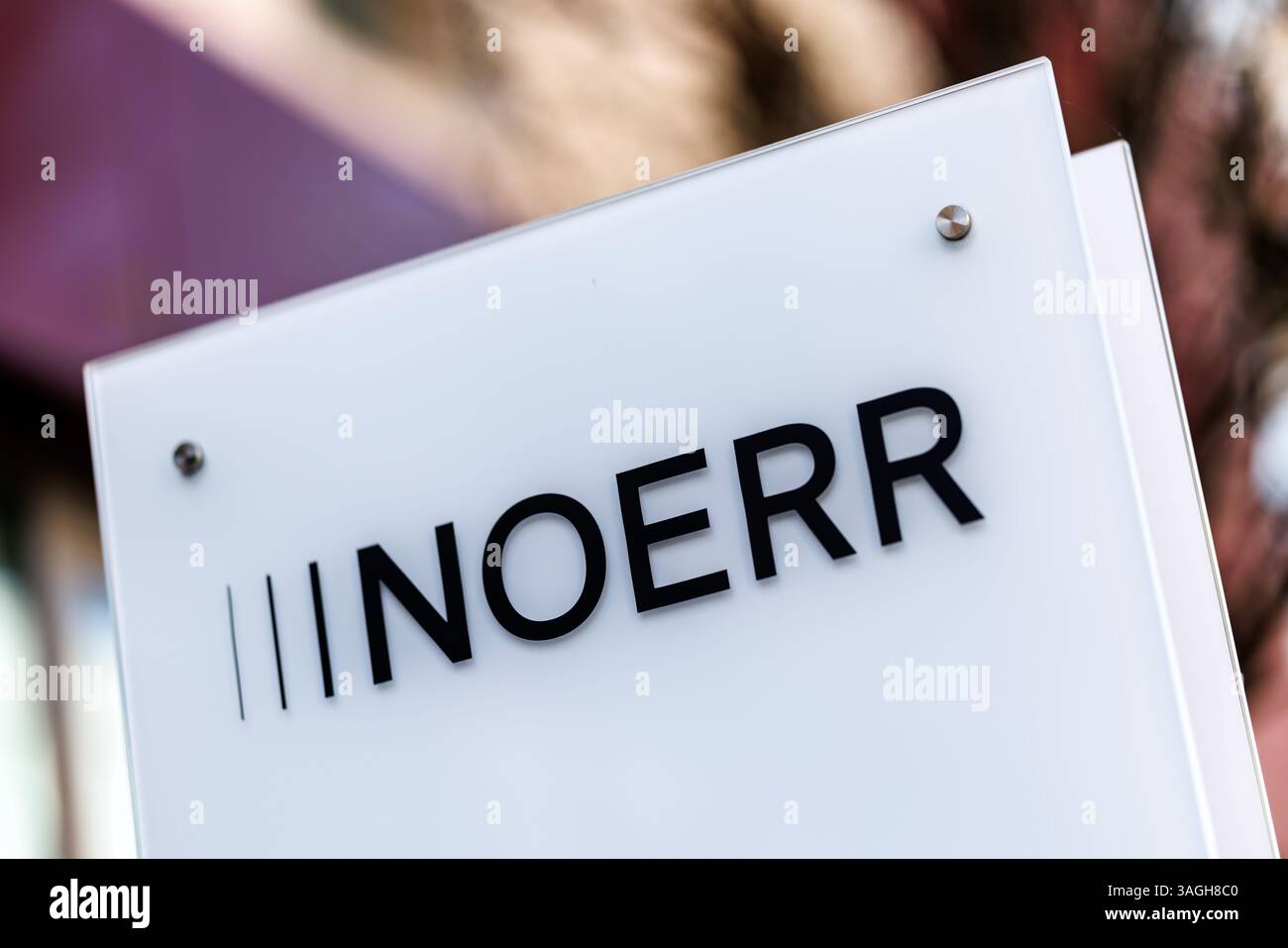 Munich, Germany. 06th Apr, 2025. Company sign with logo and lettering ...