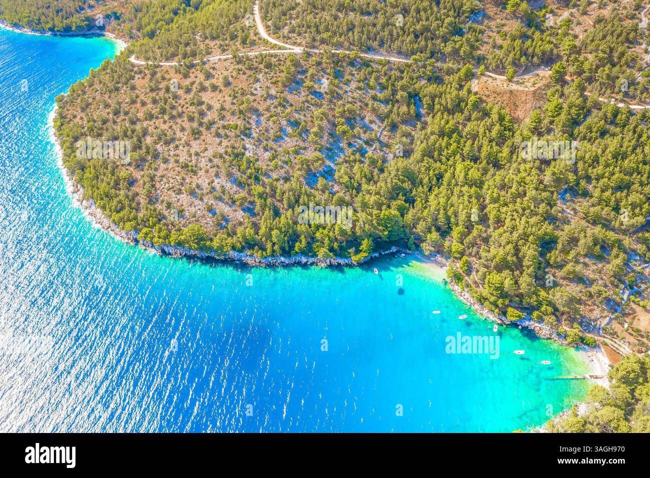 Aerial View of Stunning Coastline Near Murvica and Bol on Brac Island ...