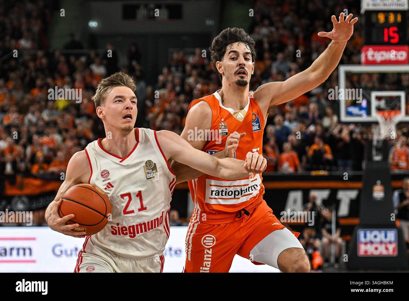 08.04.2025, ratiopharm arena, Neu-Ulm, GER, BBL, ratiopharm Ulm vs FC ...