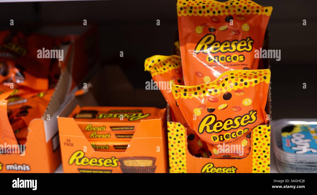 Vibrant Reese s Pieces packaging is showcased, highlighting the eye ...