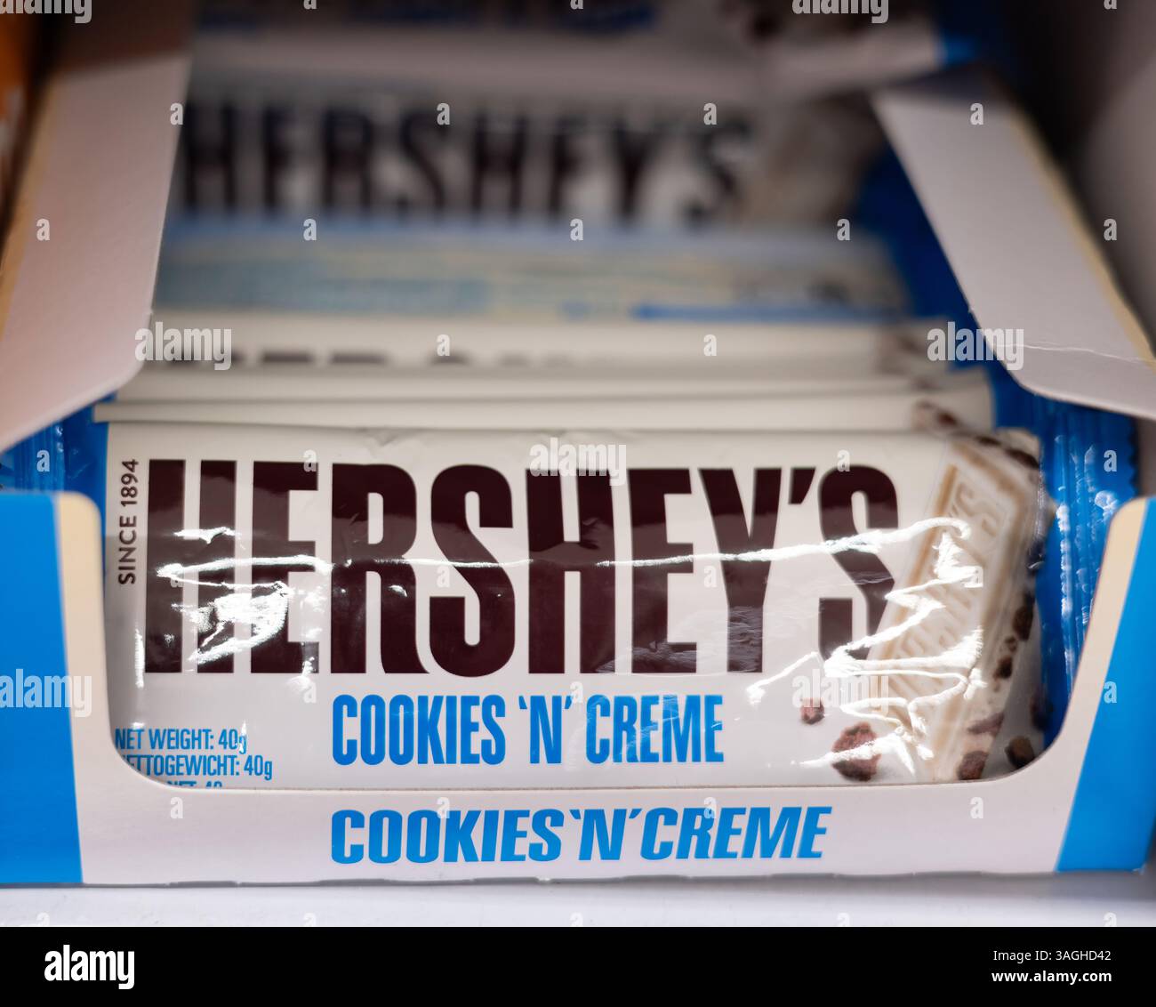 The image showcases Hershey s cookies n cream bar in its wrapper ...