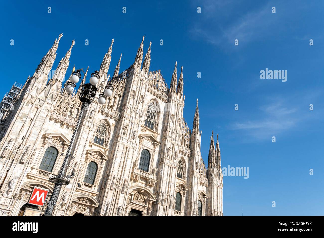 Milan, Italy - April 3, 2025: The facade of the Milan Cathedral (Duomo ...