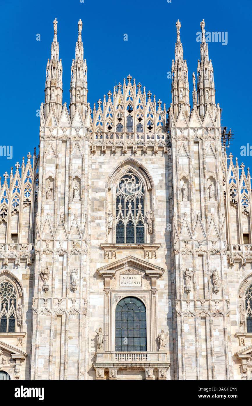 Milan, Italy - April 3, 2025: The facade of the Milan Cathedral (Duomo ...
