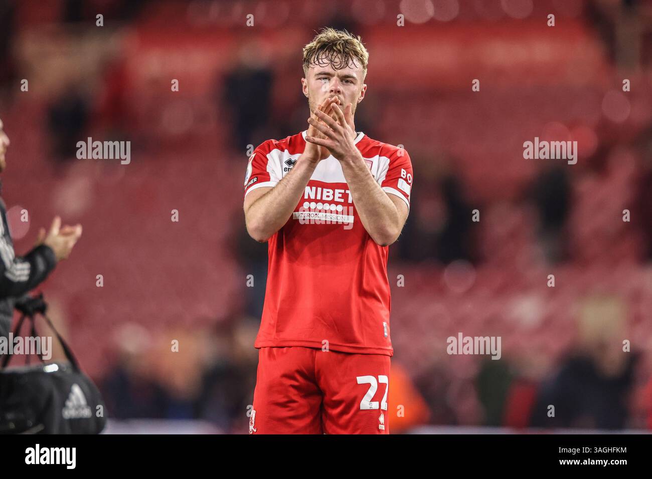 Tommy Conway of Middlesbrough applauds the fans after the game during ...