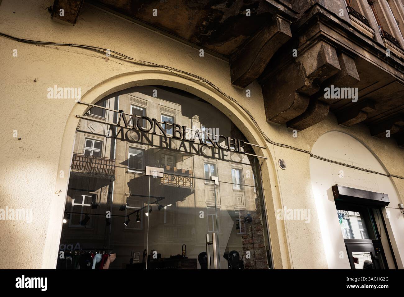 Lviv, Ukraine - April 07, 2025: A boutique Mon Blanche storefront ...