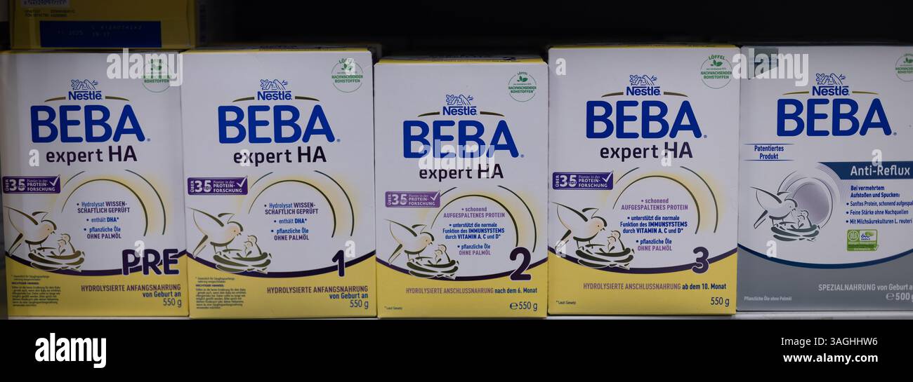 A clean and informative display of Nestle BEBA expert baby formulas ...