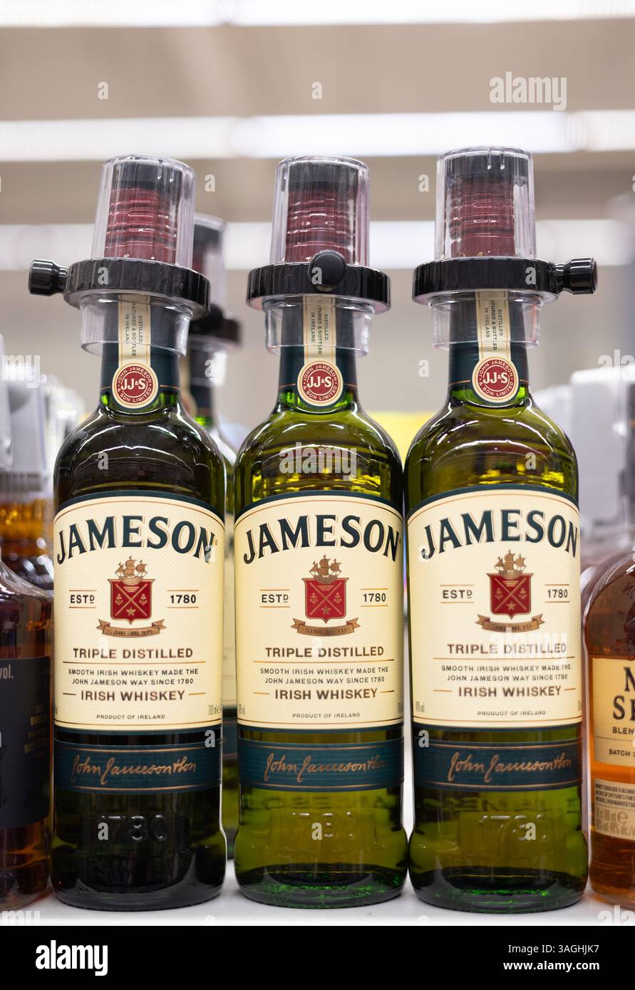 A captivating display of Jameson whiskey bottles showcasing their ...