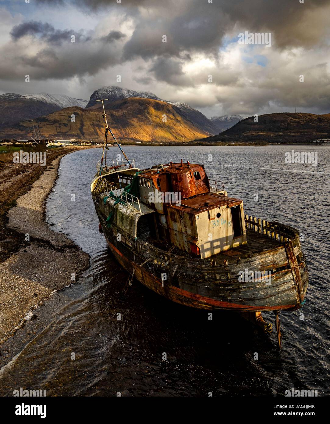 Old boat wreck aerial uk hi-res stock photography and images - Alamy