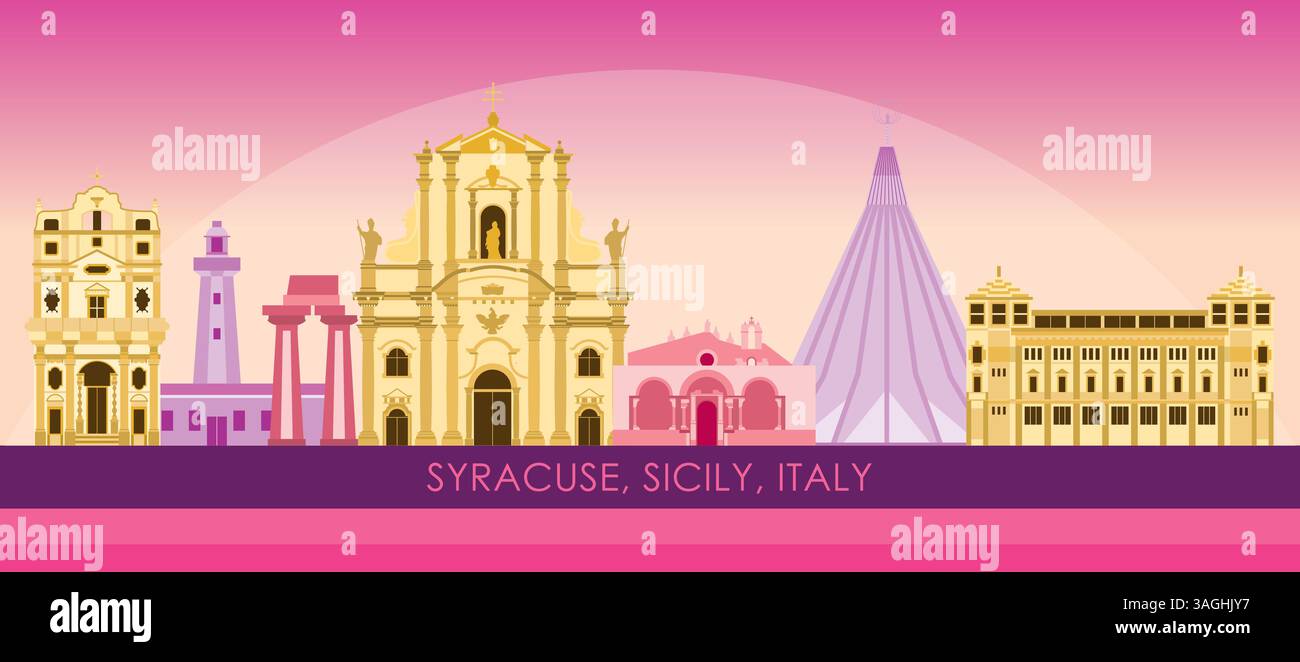 Sunset skyline panorama syracuse Stock Vector Images - Alamy