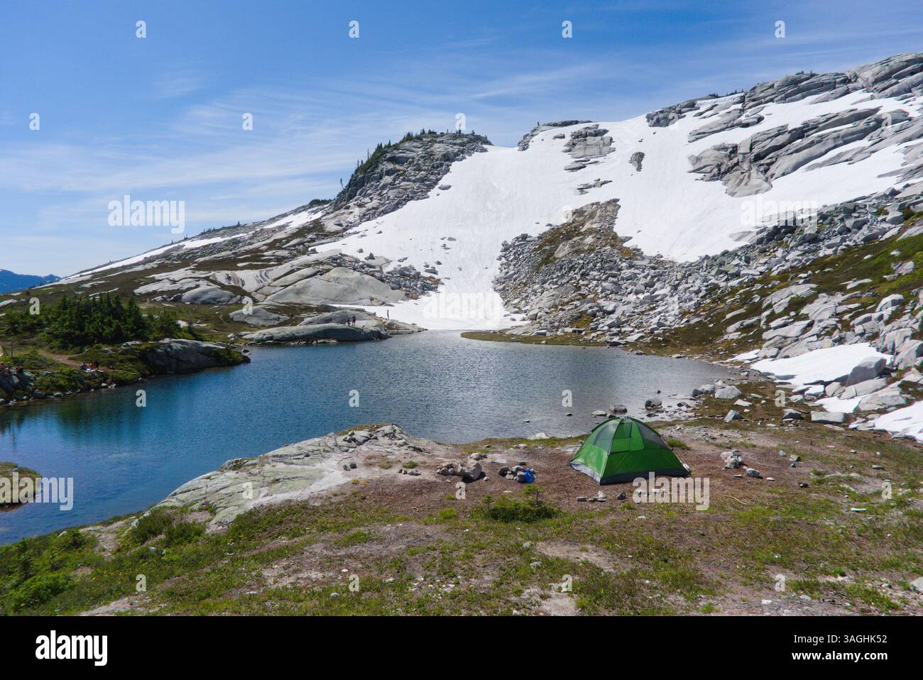 Tent at alpine lake near Flatiron Peak, Coquihalla Summit Recreation ...