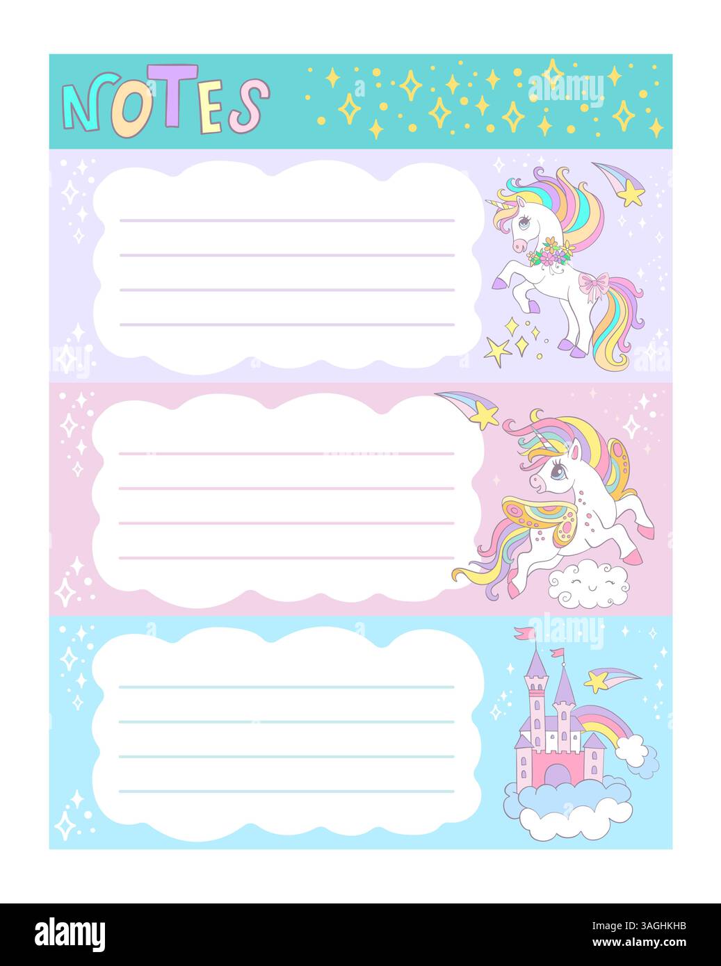 Cute Unicorn schedule, weekly planner and school time table design with ...