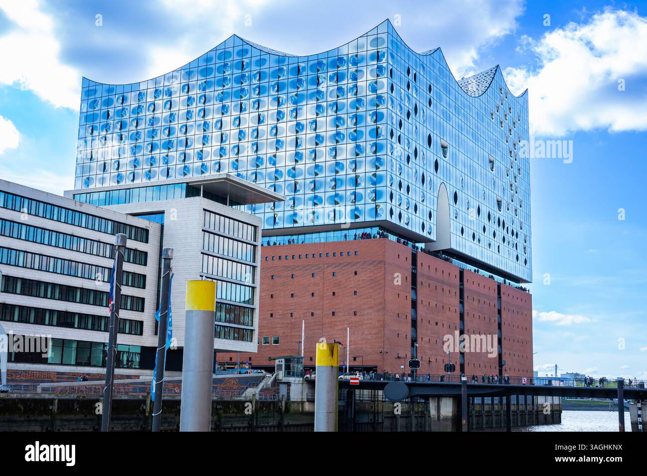 The glossy glass facade of the iconic Elbphilharmonie concert hall in ...
