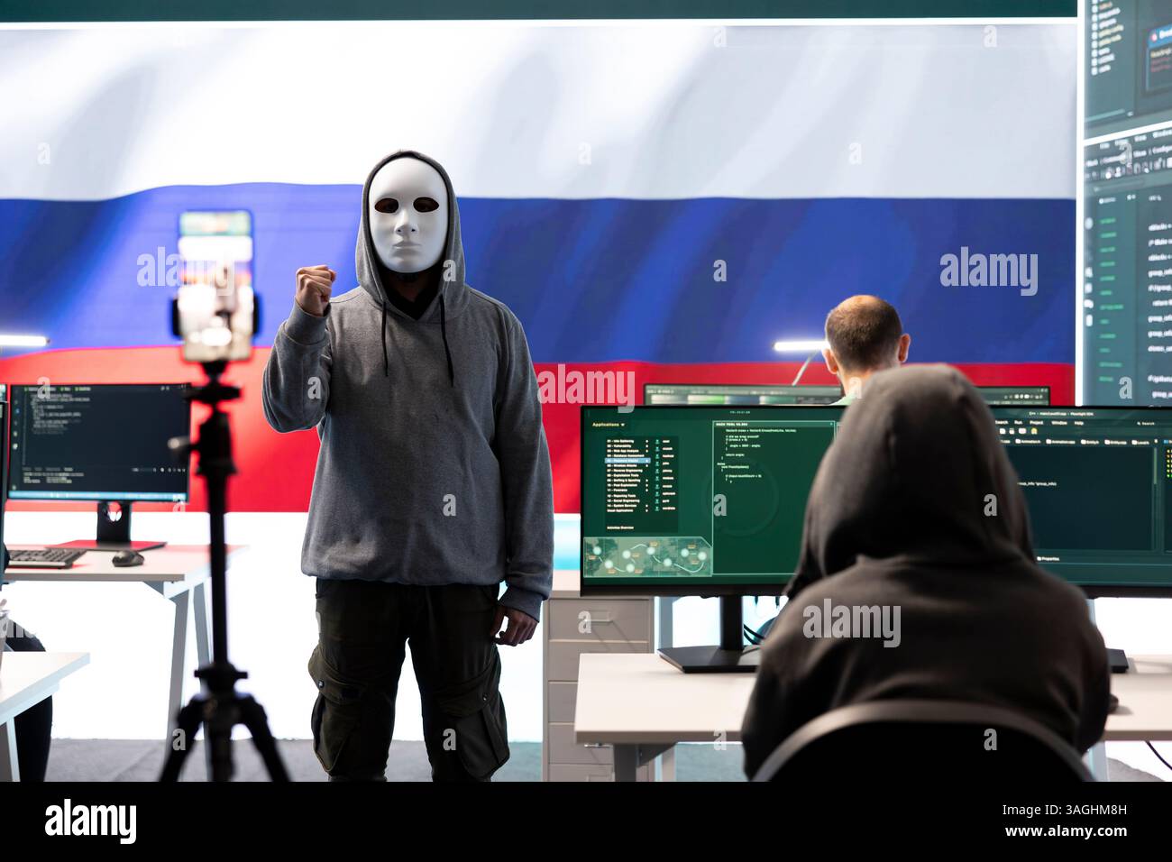 Anonymous person with mask asks for ransom in Russian governmental ...