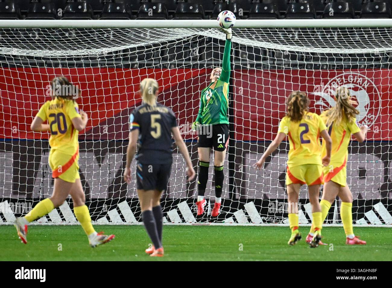 8th April 2025; Leuven, Belgium: Lichtfus Lisa goalkeeper of Belgium ...