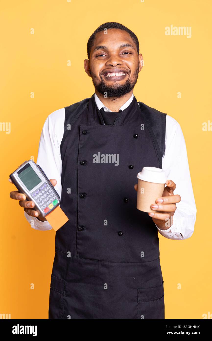 Five star restaurant staff asking for meal payment and tips with the ...