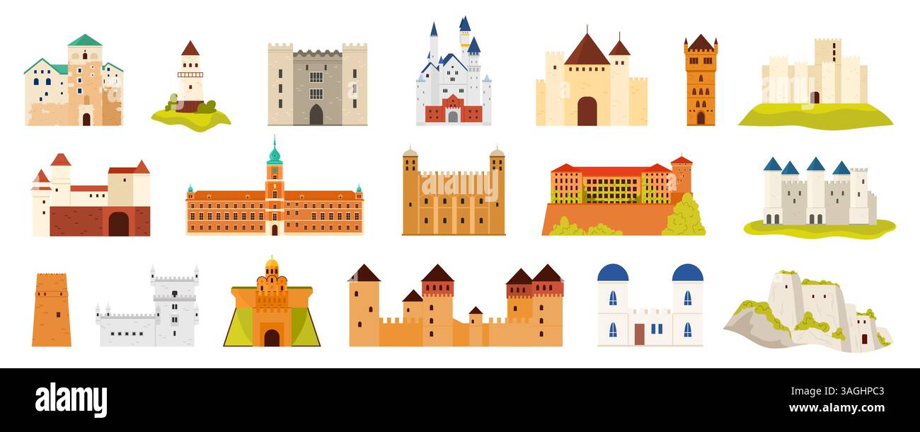 A rich set of historical castles and fortified buildings from various ...