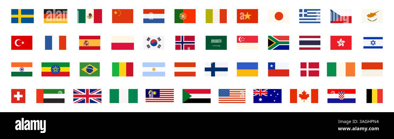 Flag of world set, international flags collection of Europe and Africa ...