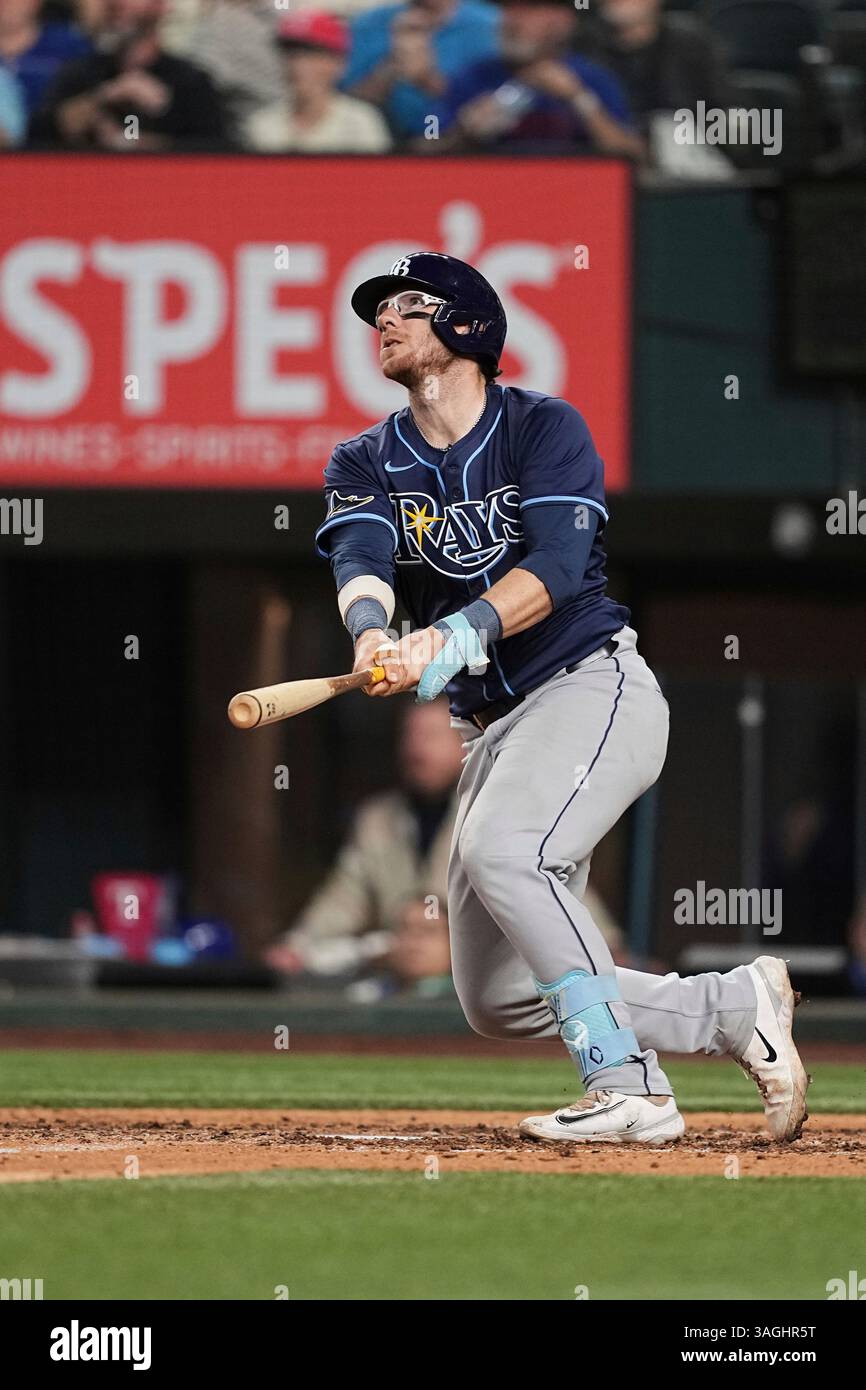 Tampa Bay Rays' Danny Jansen follows through on a swing during a ...