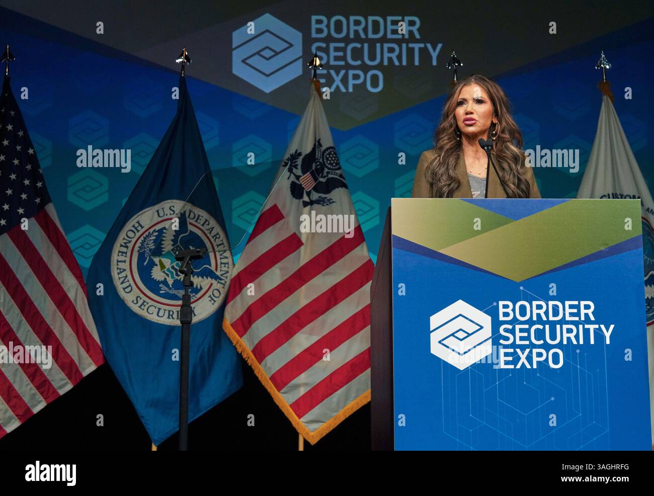 Homeland Security Secretary Kristi Noem speaks at the Border Security ...