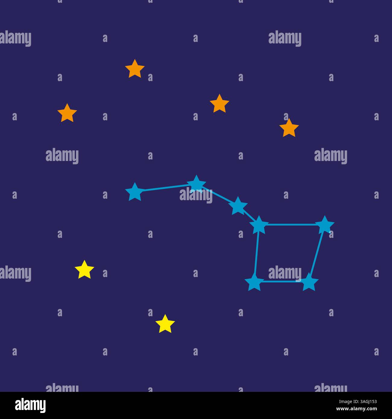 Constellation shape vector. Star group symbol. Blue connected stars ...