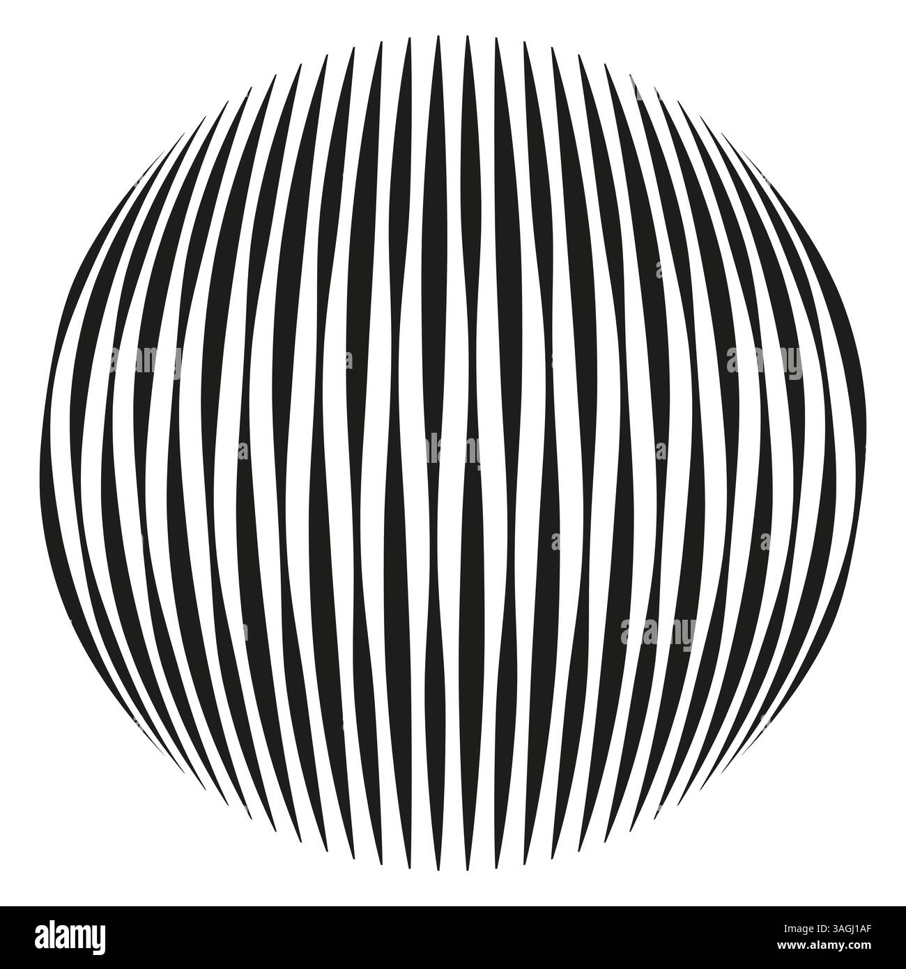 Elliptical stripe illusion. Optical contour shape. Black curved pattern ...