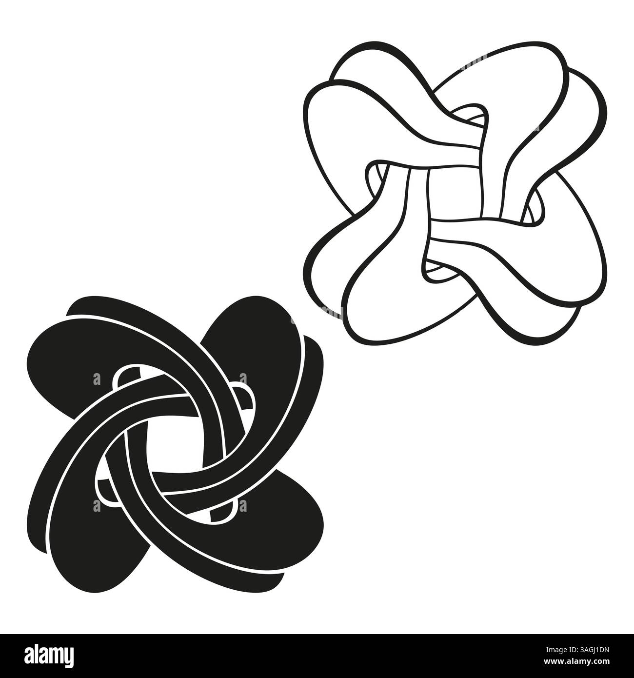 Twisted knot symbol. Bold abstract shape. Petal loop figure. Vector ...