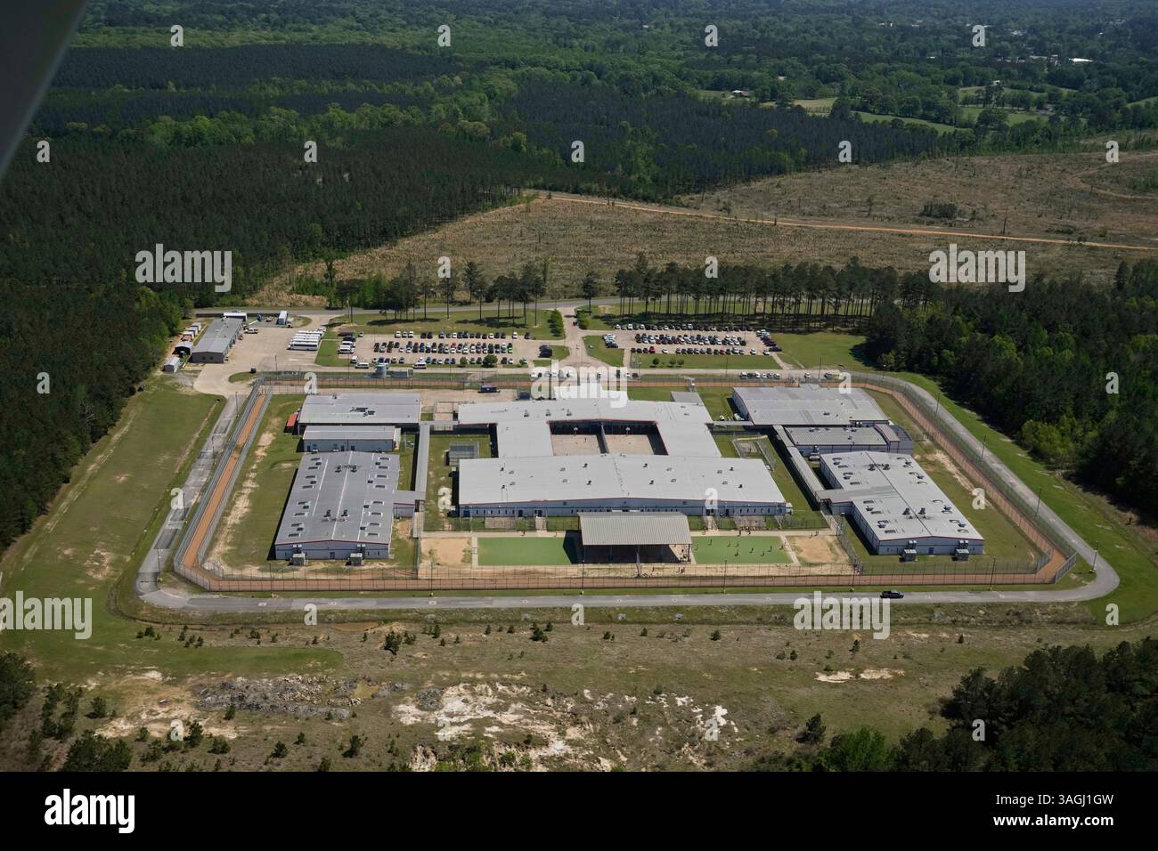 An aerial view of the Central Louisiana ICE Processing Facility in Jena ...