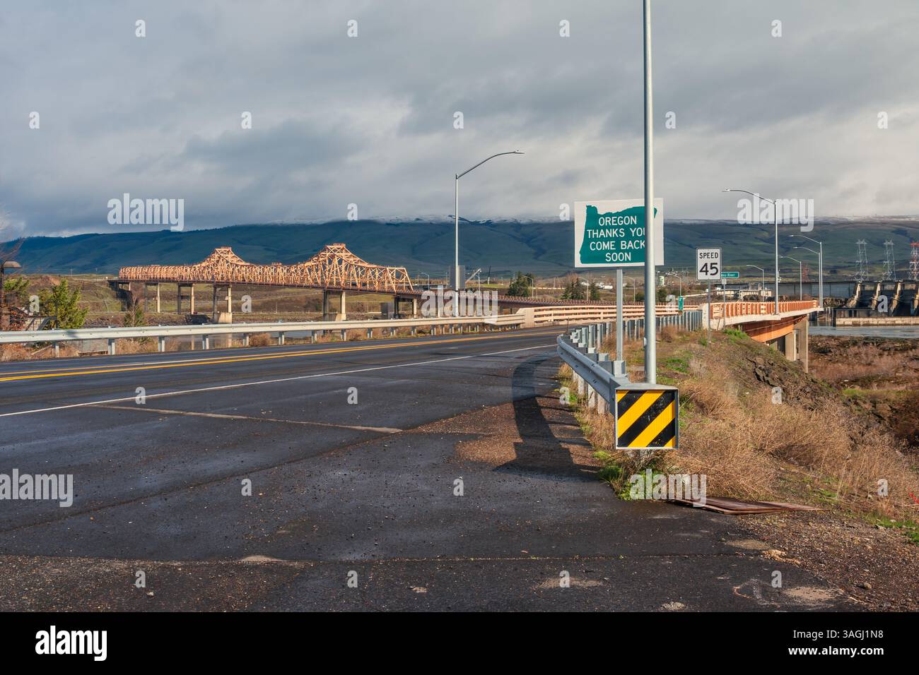 The Salmon Bridge in The Dalles, Oregon. It Crosses the Columbia River ...