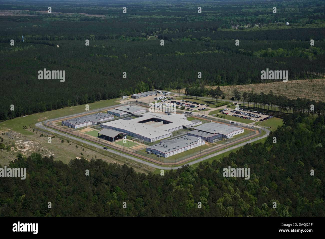 An aerial view of the Central Louisiana ICE Processing Facility in Jena ...
