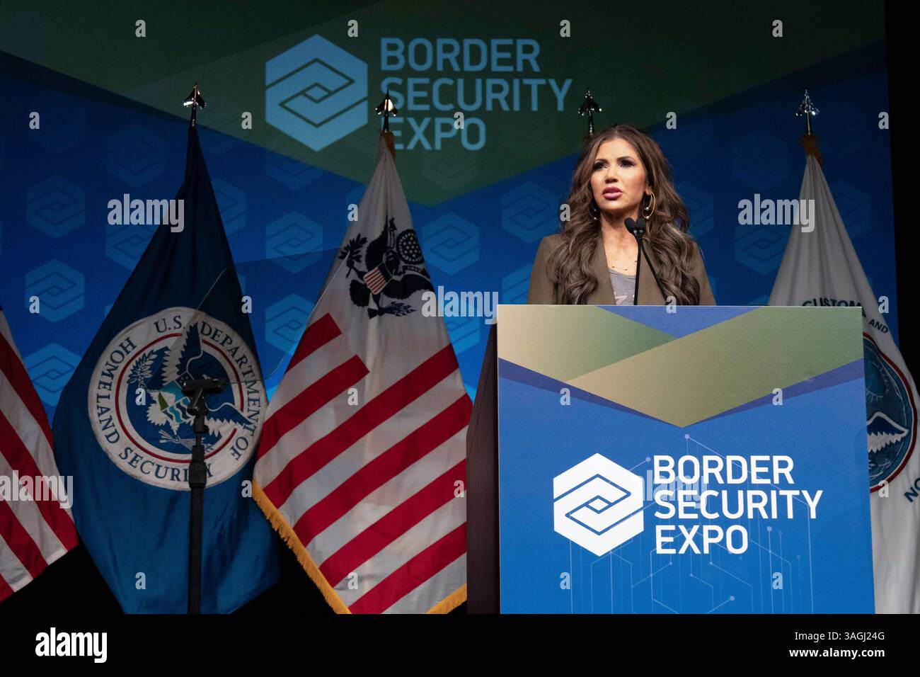 Homeland Security Secretary Kristi Noem speaks at the Border Security ...
