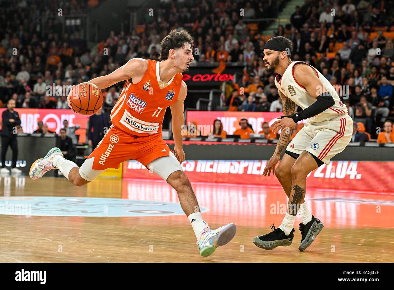 08.04.2025, ratiopharm arena, Neu-Ulm, GER, BBL, ratiopharm Ulm vs FC ...