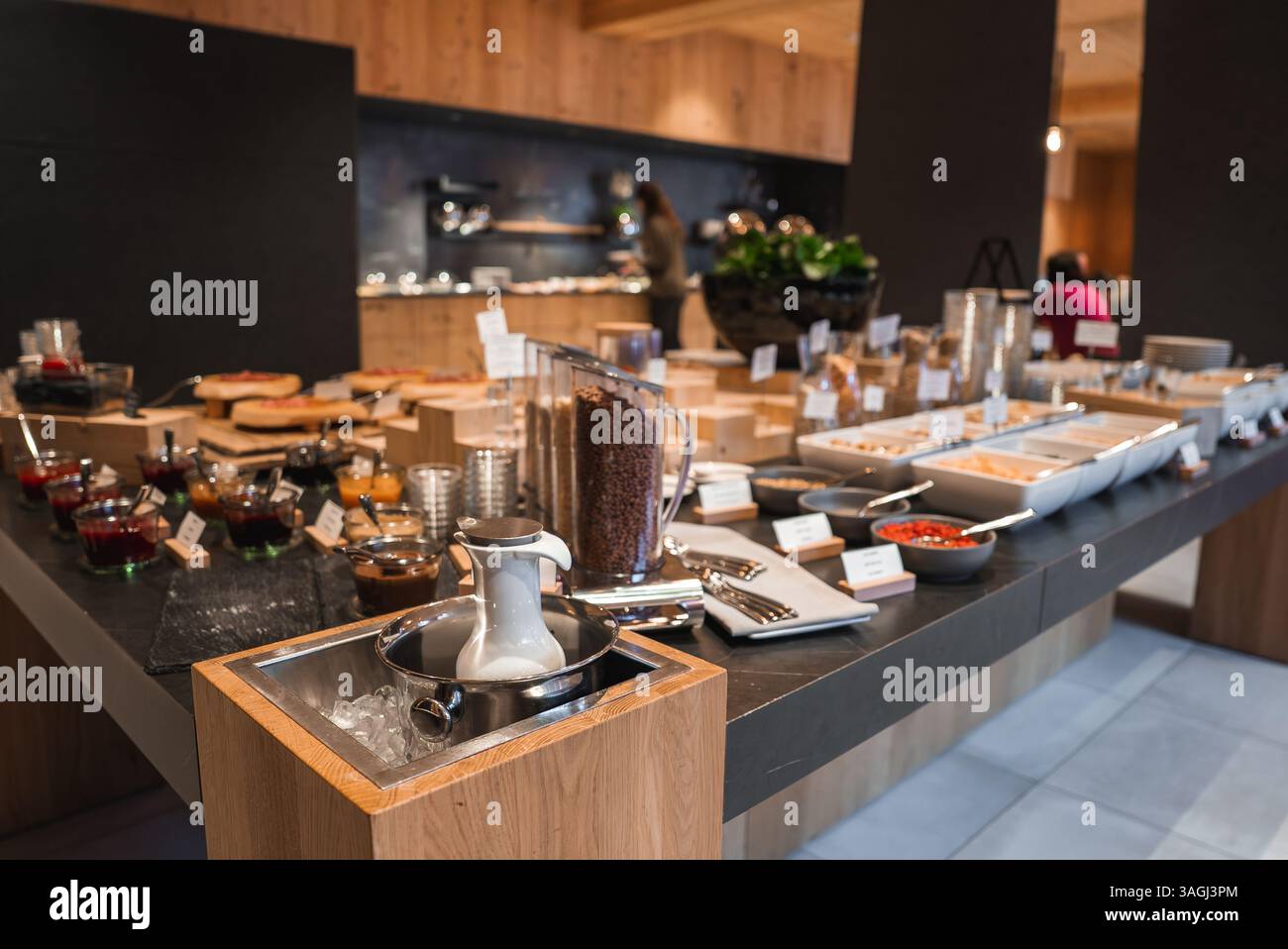 Luxurious Breakfast Buffet in Modern Italian Alps Hotel Dining Area ...