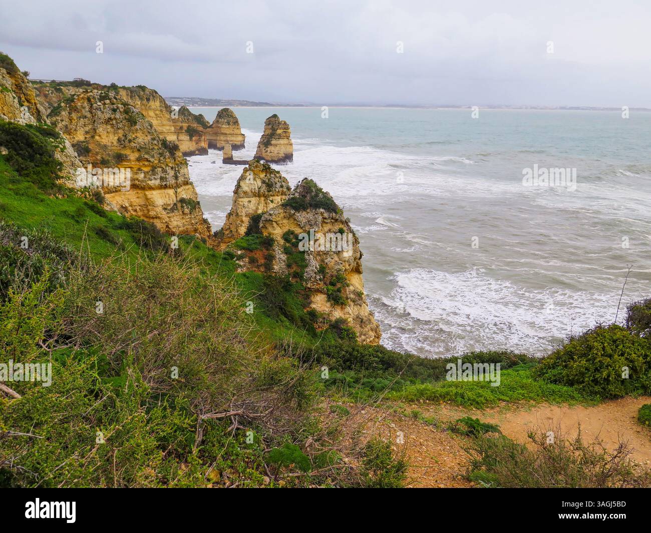 Portugal, Algarve, Lagos, Ponta da Piedade, park, cliffs lighthouse ...