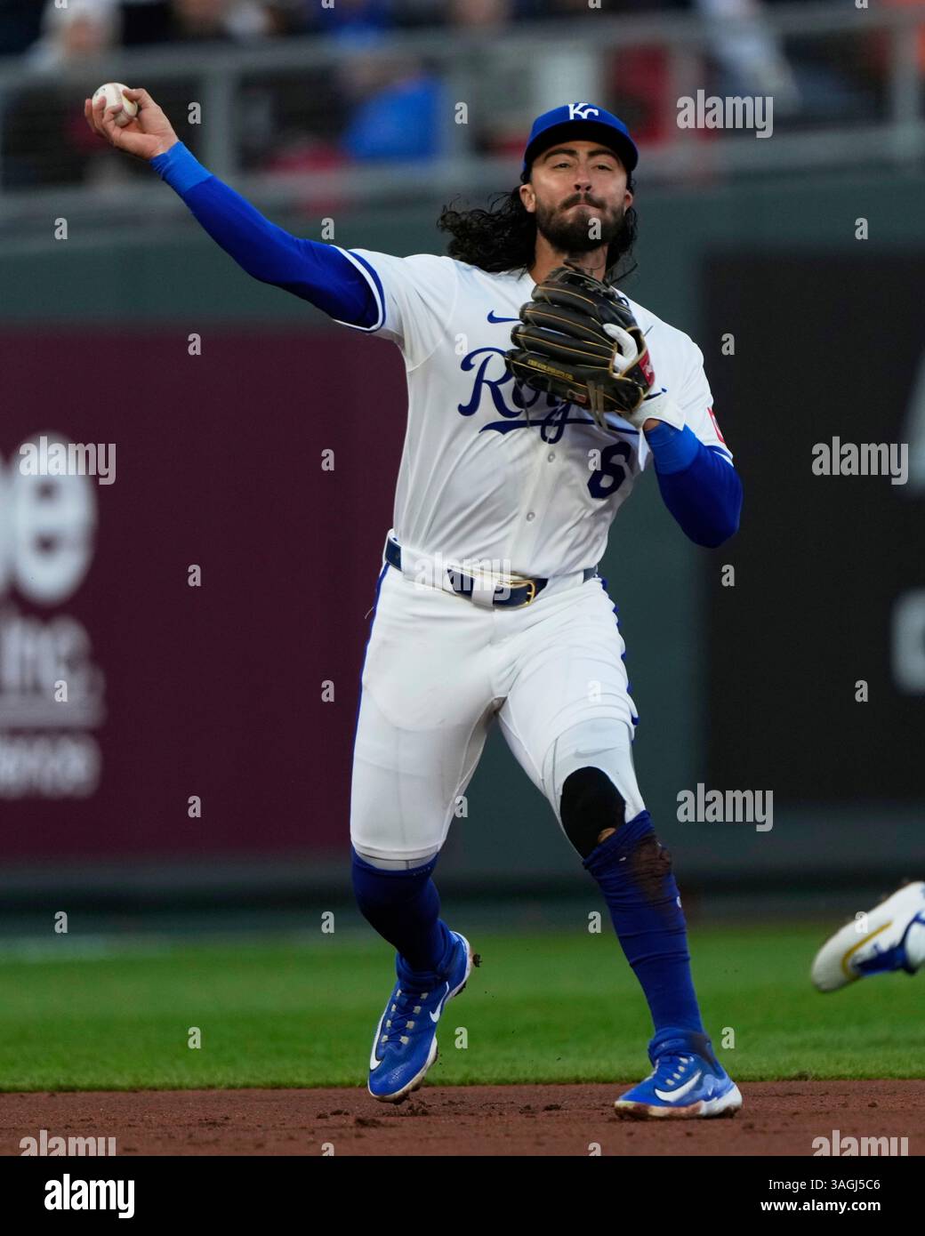 Kansas City Royals third baseman Jonathan India throws during the ...