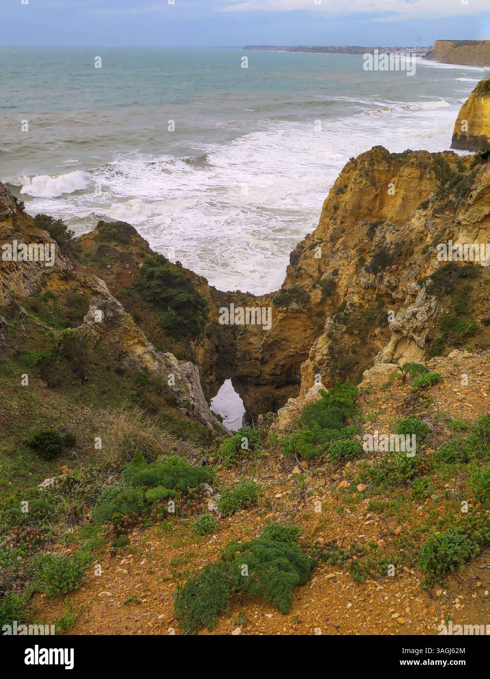 Portugal, Algarve, Lagos, Ponta da Piedade, park, cliffs lighthouse ...