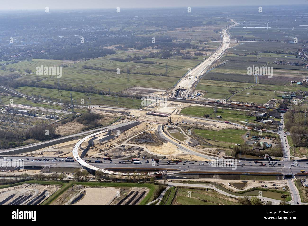 Motorway construction site A26, motorway junction, Suederelbe, road ...