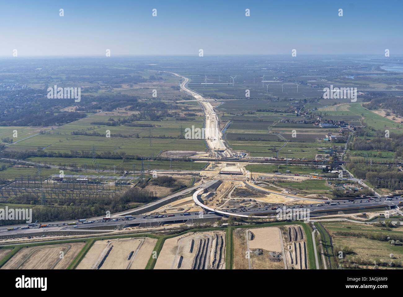 Motorway construction site A26, motorway junction, Suederelbe, road ...