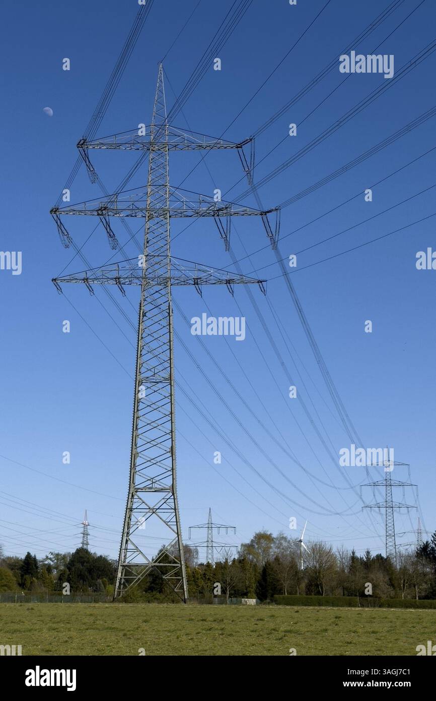 Overhead lines Power lines High-voltage lines Overhead electric lines on overhead line mast ...