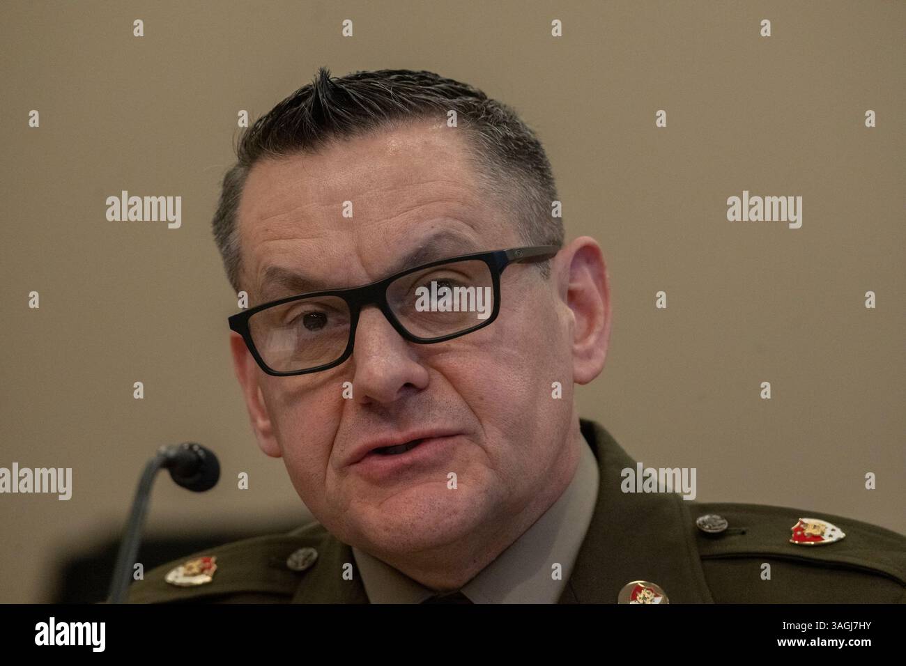 Sergeant Major Michael R. Weimer speaks at a House Committee on ...