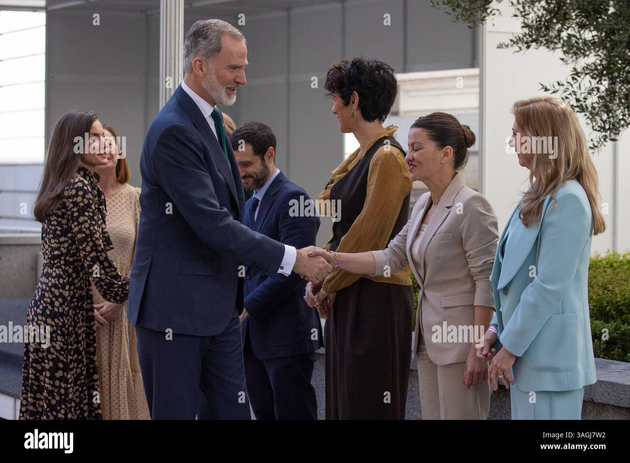 Madrid, Spain. 08th Apr, 2025. King Felipe VI greets Sira Rego ...